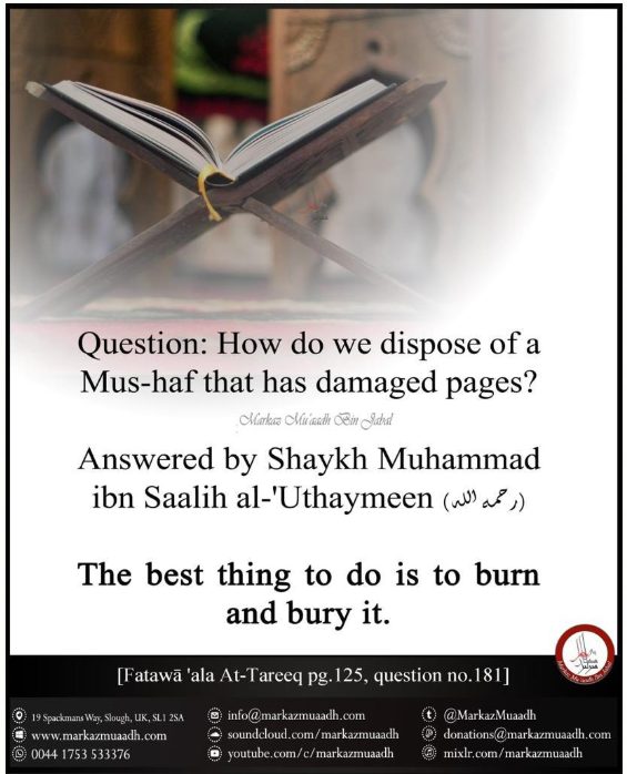 How to Dispose of a Mus-haf with Damaged Pages - E M A A N L I B R A R ...